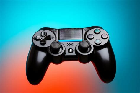 Black Joystick Controller With Floating Blue Buttons On Pink Backdrop Premium Ai Generated Image