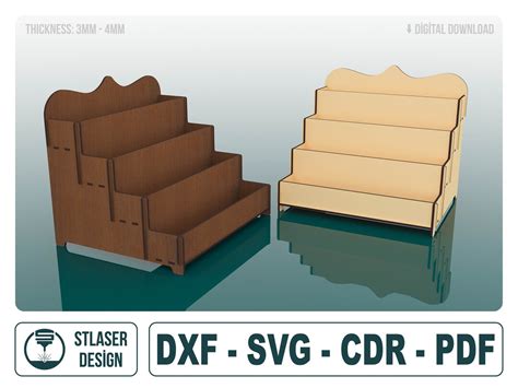 Display Stand Laser Cut Svg Files 4 Shelf Display Stand Files Vector