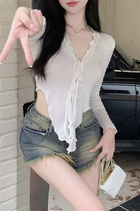 ♥당일출고♥ 세이 프렌치 스왈로 테일 브이넥 긴소매 롱슬리브 티셔츠