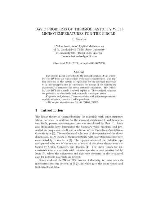 pdf basic problems of thermoelasticity with microtemperatures for the