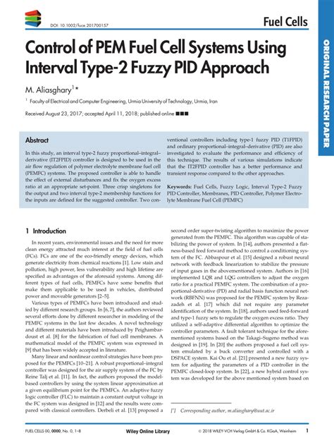 pdf control of pem fuel cell systems using interval type 2 fuzzy pid
