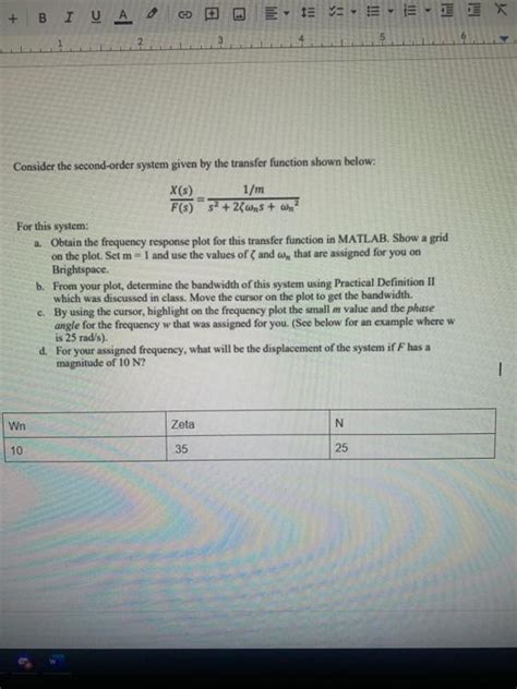 Solved Consider The Second Order System Given By The Chegg