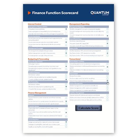 Finance Function Scorecard Quantum Advisory