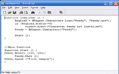 source code of hello world before using the system download