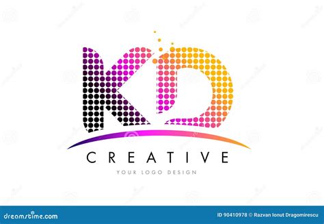 Letra Logo Design De Kd K D Con Los Puntos Magentas Y Swoosh