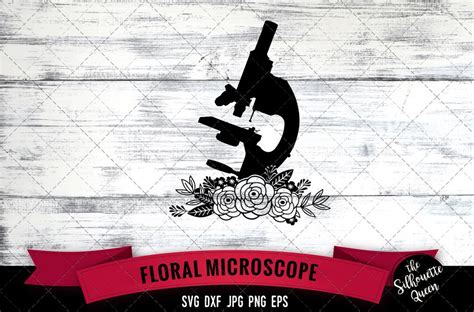Microscope Svg File Cute Cut File Floral Microscope With Flowers Craft Svg Cutting File