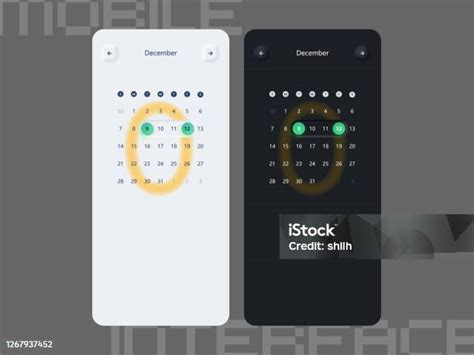 호형성 스타일 달력 호형성 디자인 키트 앱 Ui Ux 템플릿 모바일 응용 프로그램을 위한 Gui 휴대 전화 인터페이스에 대한 벡터 그림입니다 전문 픽셀 정렬 픽셀 완벽 한