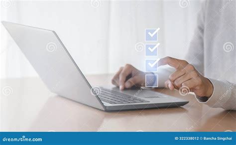 Document Quality Control Concept Wooden Blocks Stacked With Icon Correct Sign Mark With Approve