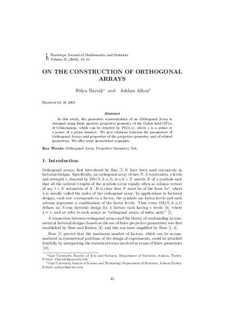 Pdf On The Construction Of Orthogonal Arrays