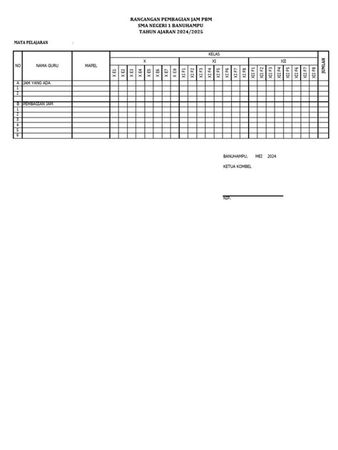 Rancangan Pembagian Jam Pelajaran Sma Pdf