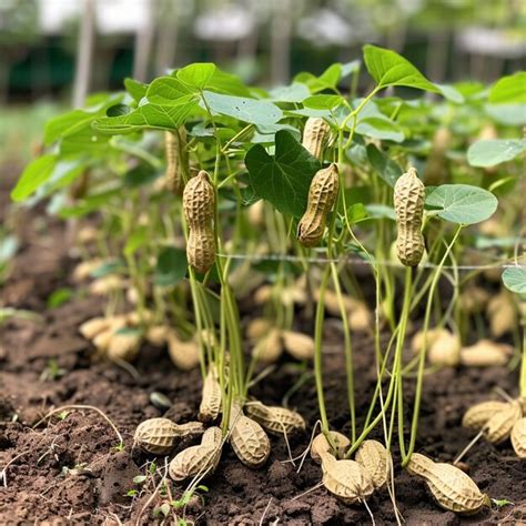 Premium Photo There Are Many Peanuts Growing In The Ground In The Garden Generative Ai