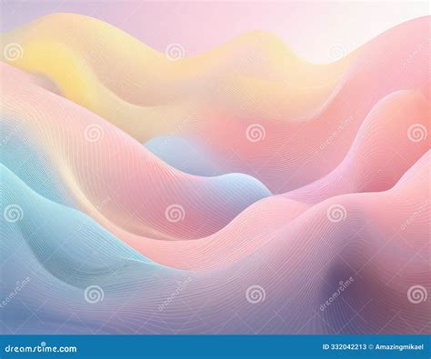 Pastel Soft Waves In Abstract Fluid Design Gentle Calming Background With Flowing Smooth