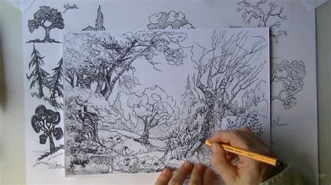 How To Draw Trees Perspective And Landscapes By Lineke Lijn Drawing Technique