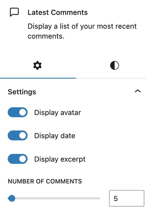 latest comments block documentation