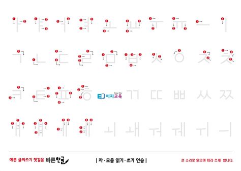 한글 모음자음 순서대로 쓰기 도안 네이버 블로그