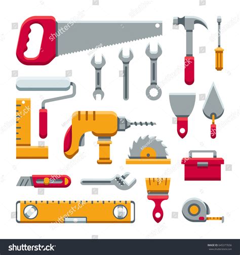 Hardware Industrial Tools Kit Flat Vector Stock Vector Royalty Free