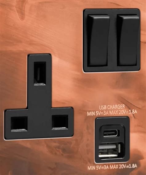 Copper Double Socket With Usb And Usb C Dowsing And Reynolds