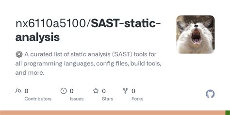 Github Nx6110a5100sast Static Analysis ⚙️ A Curated List Of Static