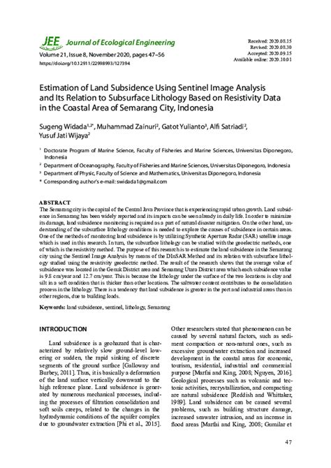 Pdf Estimation Of Land Subsidence Using Sentinel Image Analysis And