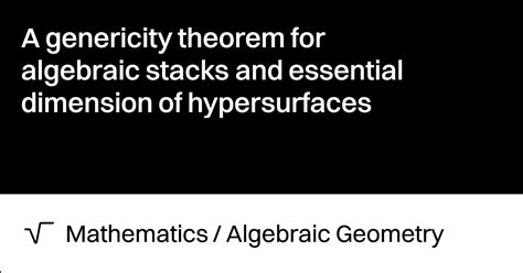 A Genericity Theorem For Algebraic Stacks And Essential Dimension Of