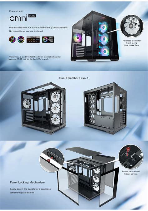 Tecware Vxr Evo Dual Chamber Infinity Tg Argb Atx Chassis Black White Twca Vxrev Bkar