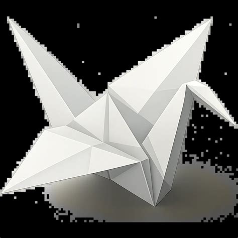 Geometric And Modern Origami Crane Sharp Lines White And Light Gray