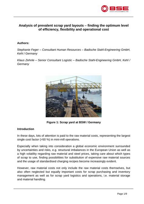 Pdf Analysis Of Scrap Yard Layouts Home Badische Stahl 19