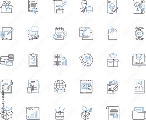 Business Process Line Icons Collection Automation Streamlining