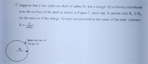solved 17 suppose that a thin spherical shell of radius r1