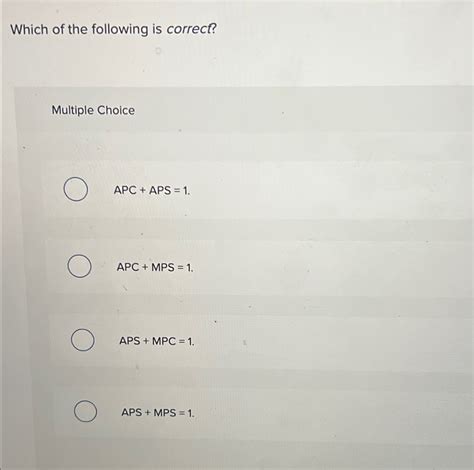 Solved Which Of The Following Is Correct Multiple Chegg