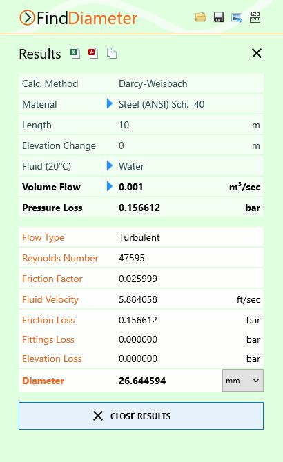 Pipe Diameter Calculation Liquid