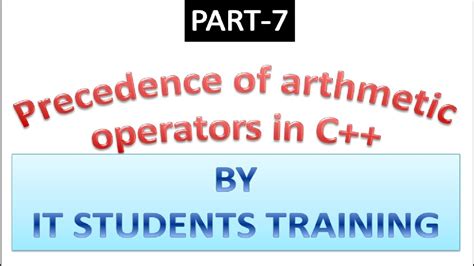 Precedence Of Arithmetic Operators In C YouTube