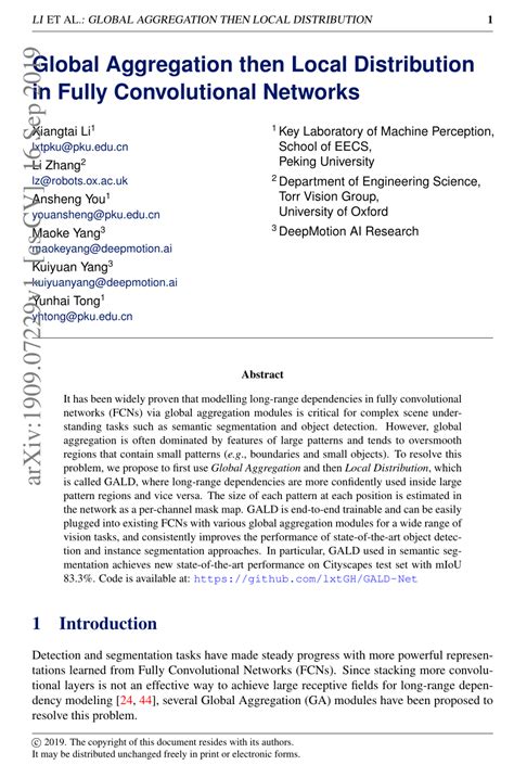 Pdf Global Aggregation Then Local Distribution In Fully Convolutional
