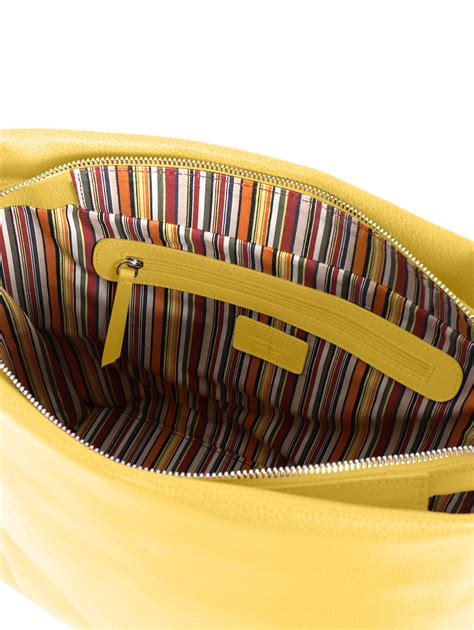 Medium Structured Leather Shoulder Tote Saffron