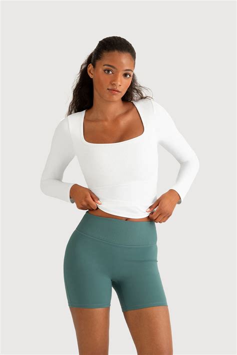 Ladies Apex Rib Long Sleeve Top White Bloch Dance Us