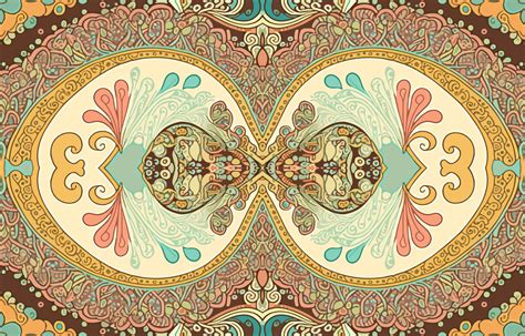Paisley Seamless Pattern Pastel Tone Abstract Traditional Folk Antique