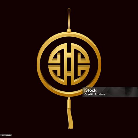 골든 중국 축복 기호 검은 배경에 행운 상징 중국 새 해에 대 한 디자인 3차원 형태에 대한 스톡 벡터 아트 및 기타 이미지 3차원 형태 Blessing 검은색