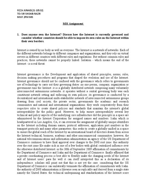 Mis Assignment 1 Pdf Router Computing Computer Network