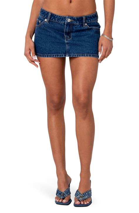 Edikted Spencer Low Rise Denim Skirt Nordstrom