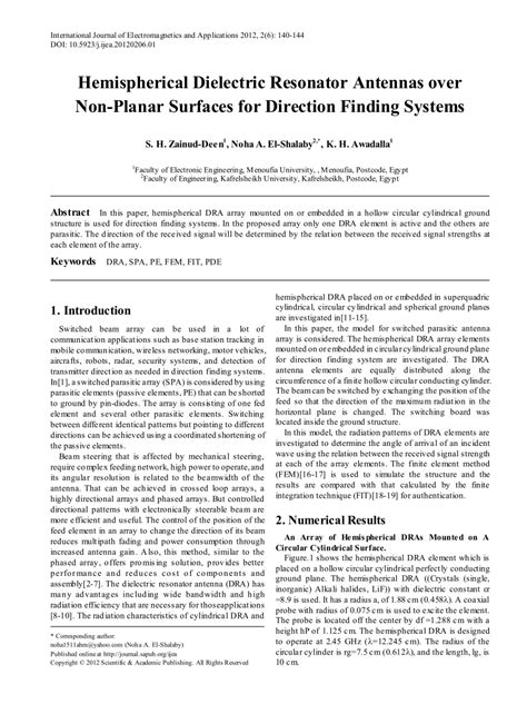Pdf Hemispherical Dielectric Resonator Antennas Over Non Planar