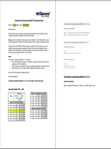 DA40 TDI Checklist Edit17 1 A5 | PDF | Flight Control Surfaces | Aerospace
