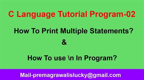 How To Print Multiple Message In C Language Program 02 C Programming Tutorial Youtube