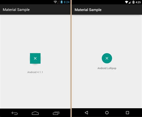 Android Fab Square On Pre Lollipop And Without Shadow On Lollipop Stack Overflow