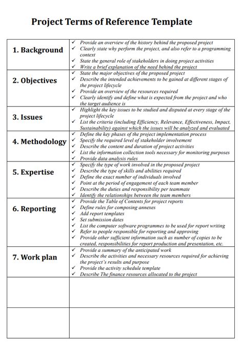 Template For Terms Of Reference