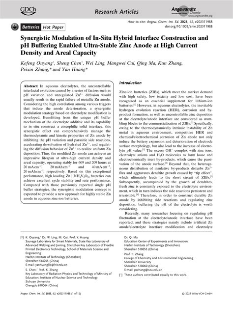 Synergistic Modulation Of In‐situ Hybrid Interface Construction And Ph Buffering Enabled Ultra