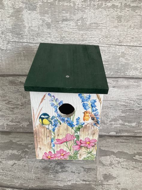 Robin Bird Box Nesting Box Decoupaged Garden Gifts Xmas Etsy