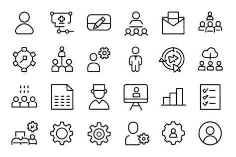 Project Management Line Icons Set Project Management Outline Icons With Editable Stroke