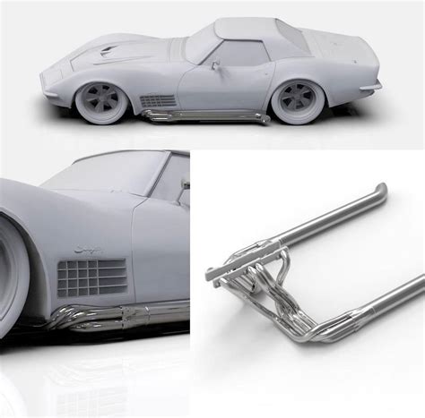 1 18 Corvette C3 Side Pipe Headers 3dscaleparts