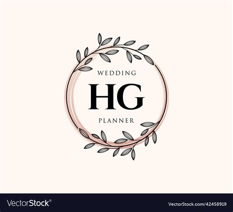 Hg Initials Letter Wedding Monogram Logos Vector Image