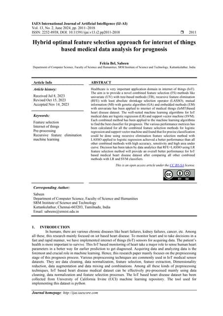 Hybrid Optimal Feature Selection Approach For Internet Of Things Based